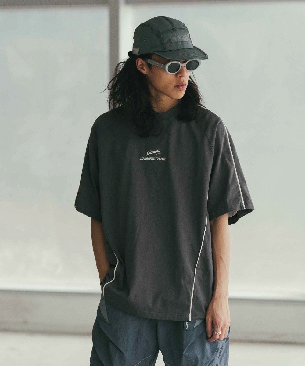 壓線印花上衣 Side Piping Strap SS - plain-me 搭配美好的一天